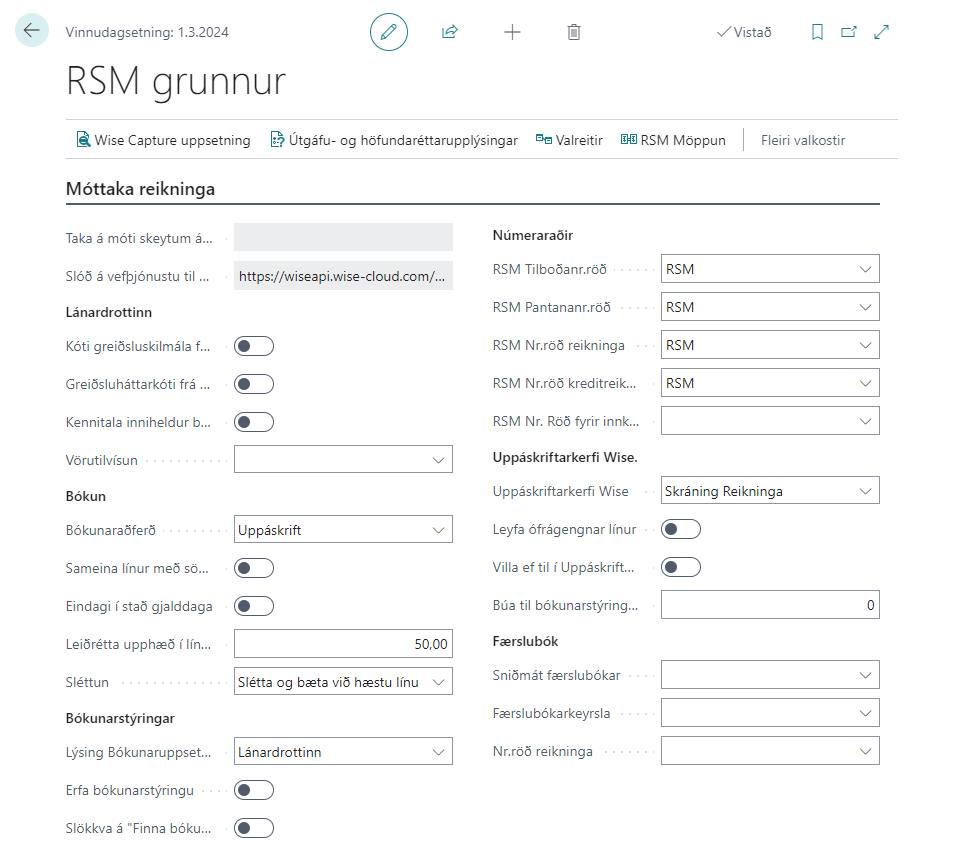 Uppsetning - Reikningar