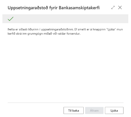 Uppsetning Bankasamskiptakerfis - gátlisti