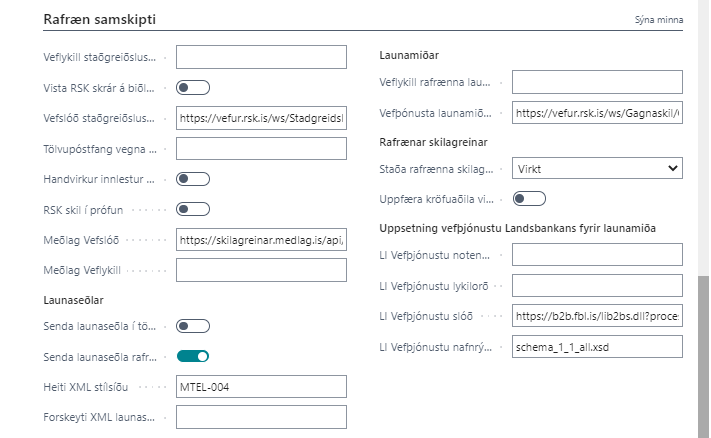 Uppsetning rafrænna samskipta