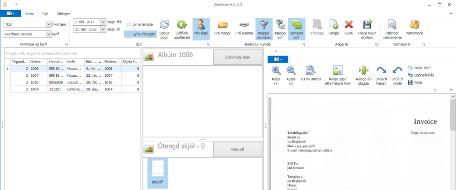 Aðalvalmynd - Skoðunarrúða