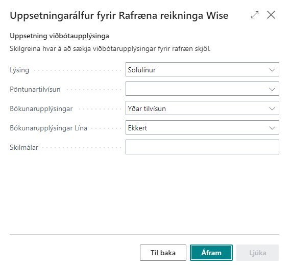 Uppsetning Rafrænir reikningar