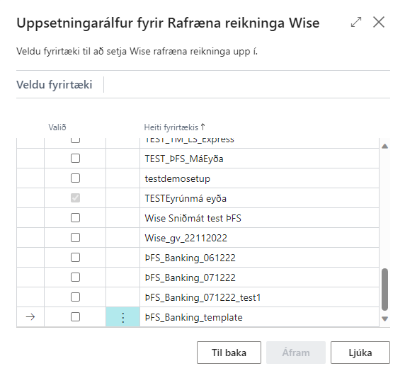 Uppsetning Rafrænir reikningar